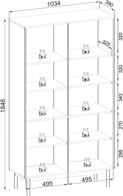 PCo Regál JAPAN R104, 104 cm Dub Linea