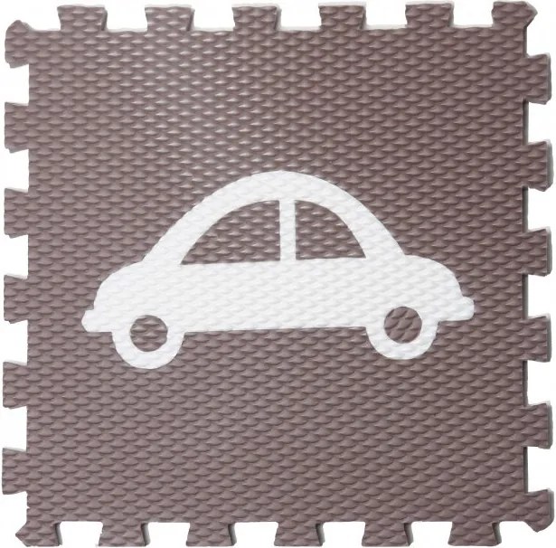 Vylen Pěnové podlahové puzzle Minideckfloor s autem Bílý s šedým autem 340 x 340 mm
