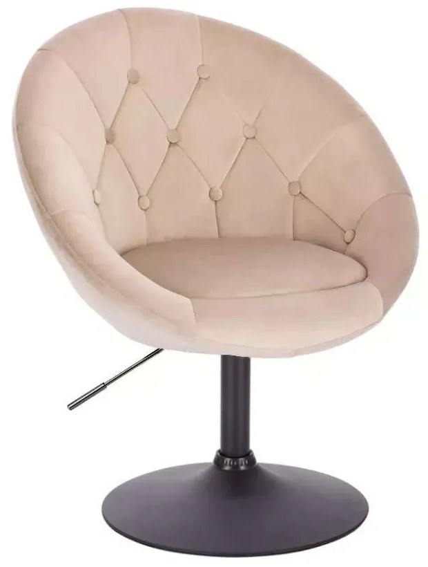 LuxuryForm DESIGN Otočné křeslo VERA VELUR na černém talíři - latte