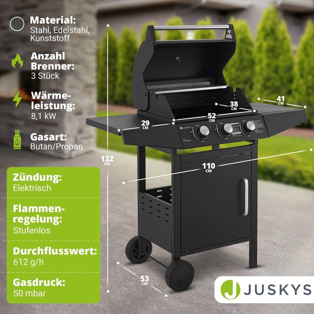 Juskys Plynový gril Louisiana se třemi hořáky