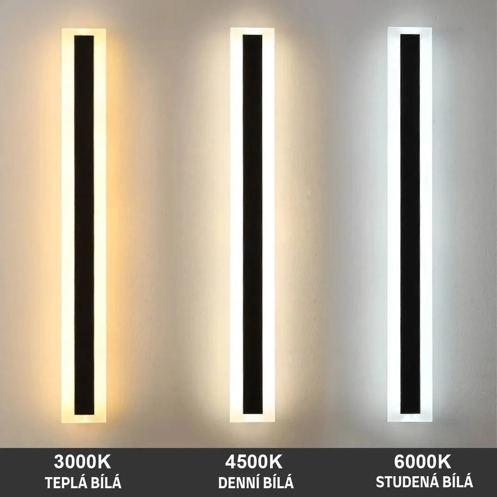 LEDSVITI OT-HWQD-9-150/8cm/wide/3000K Černé LED moderní nástěnné svítidlo strip 45W P 150cm/8cm IP65 3000K