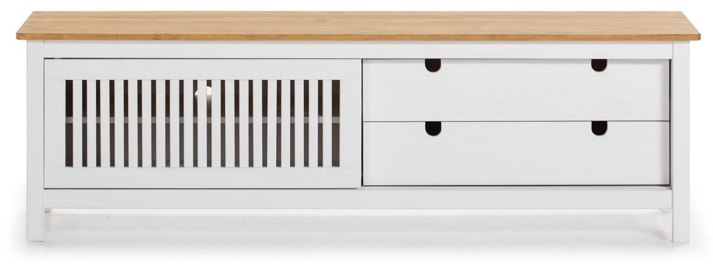 Marckeric Televizní stolek Bruna z borovicového dřeva, bílá/přírodní, 49,6 cm