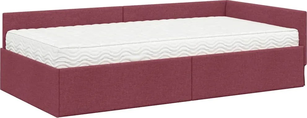 Rohový rám postele s matrací Jiný s čelo 2 ks Červená textil 3393584