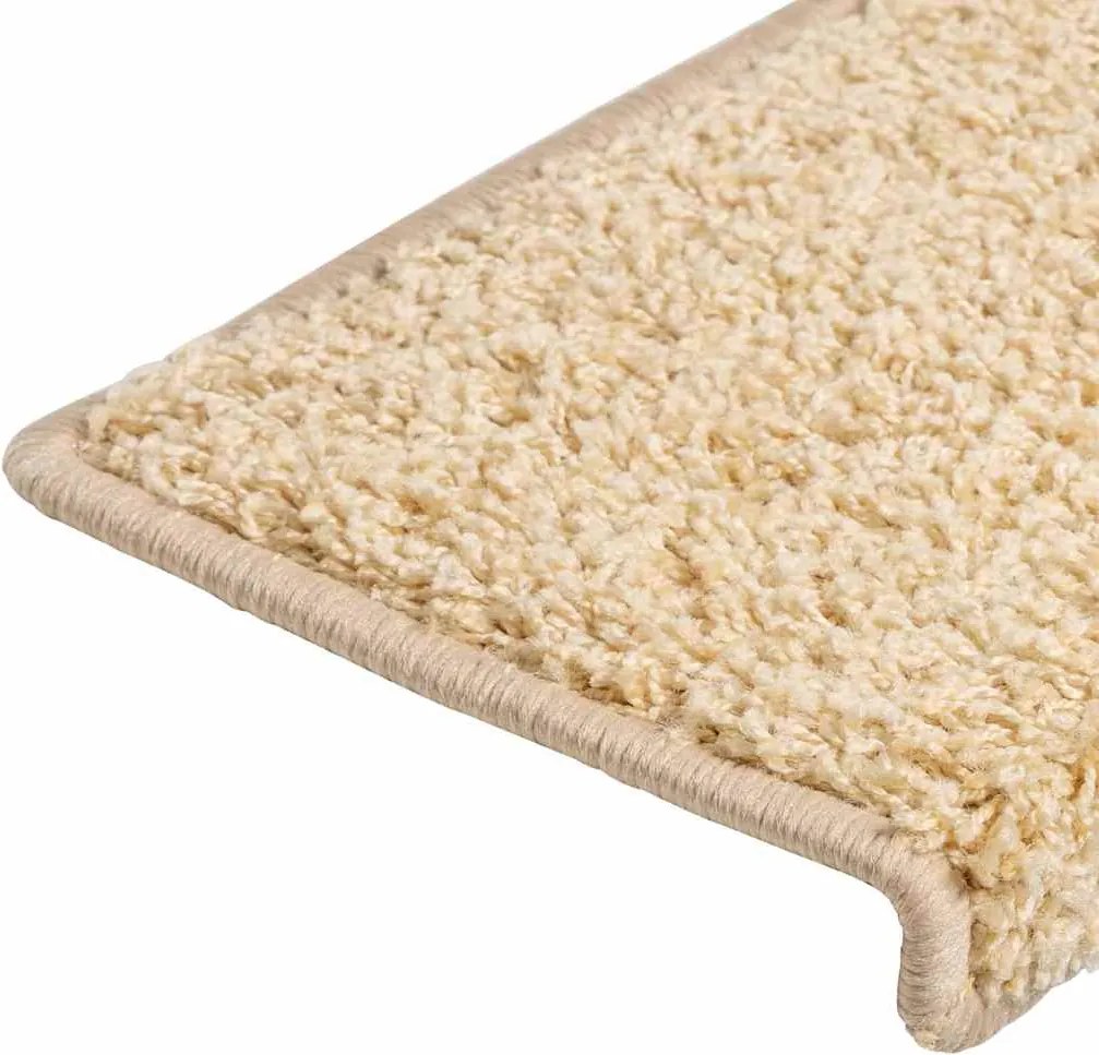 Schodové rohože 30 ks 65 x 21 x 4 cm krémové s obdélníkovým okrajem 3365829