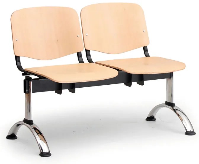 Dřevěná lavice ISO II, 2-sedák - chromované nohy, buk