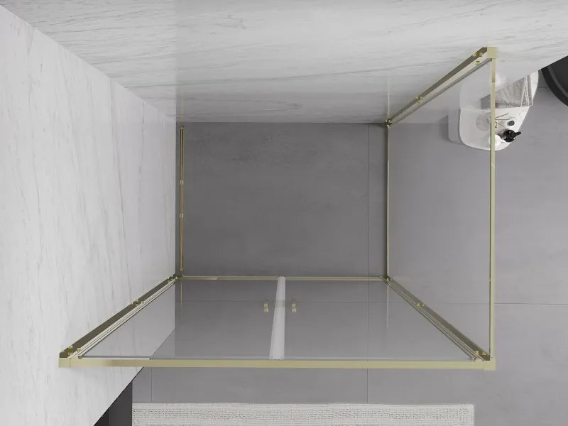 Mexen Exo, výklopná sprchová kabina, dveře 110 cm + boční stěna 80 cm, transparentní sklo, zlatá, 814-110-080-50-00