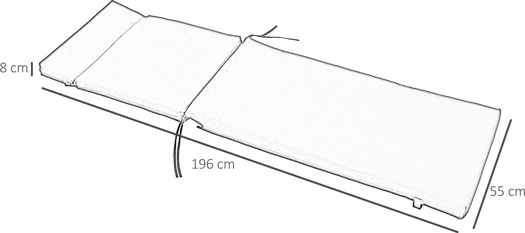 Polštář na lehátko Outsunny Polštář na zahradní lehátko polyester tmavě šedý 196 x 55 x 8 cm | Aosom