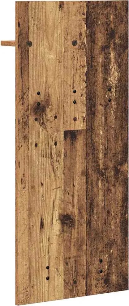 věšák, nástěnný, 1 prkno, polička, háčky, kompozitní dřevo, 90x40x10 cm, staré dřevo, Dekorino TK20260010