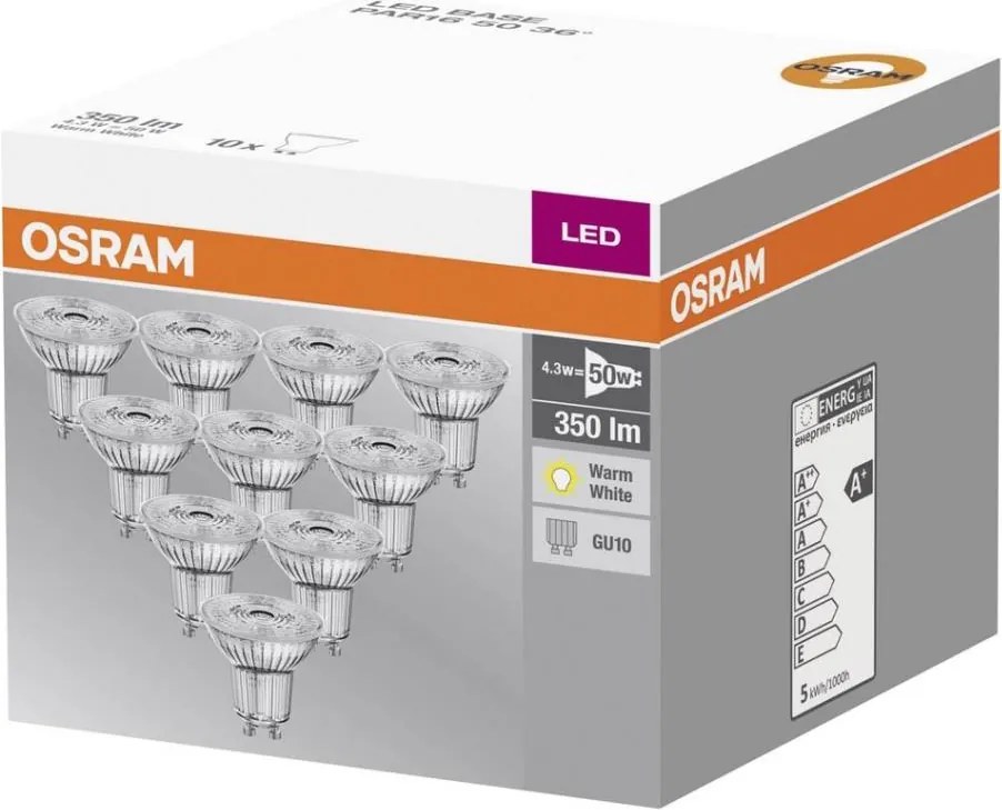 SADA 10x LED Žárovka GU10/4,3W/230V 2700K - Osram