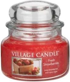 Village Candle Vonná svíčka ve skle, Čerstvé jahody - Fresh Strawberry, 11oz Premium