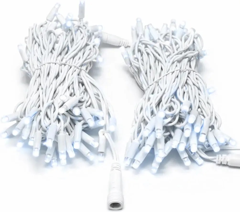 Easy Fix LED světelný řetěz, 20 m, venkovní, ledově bílá s FLASH, 120 diod, bílý kabel, IP67