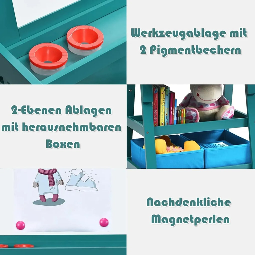 Costway 3 v 1 Dětský stojan dětská tabule oboustranná tabule a papír