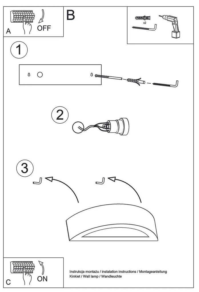 Nástěnné svítidlo Atena 20, 1x bílé keramické stínítko