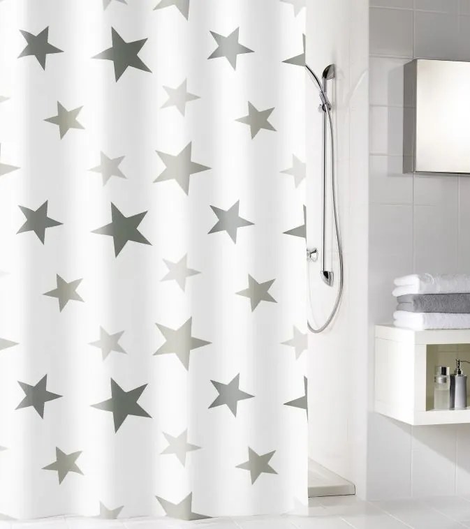 Koupelnový závěs Peva Stars platin 180x200cm