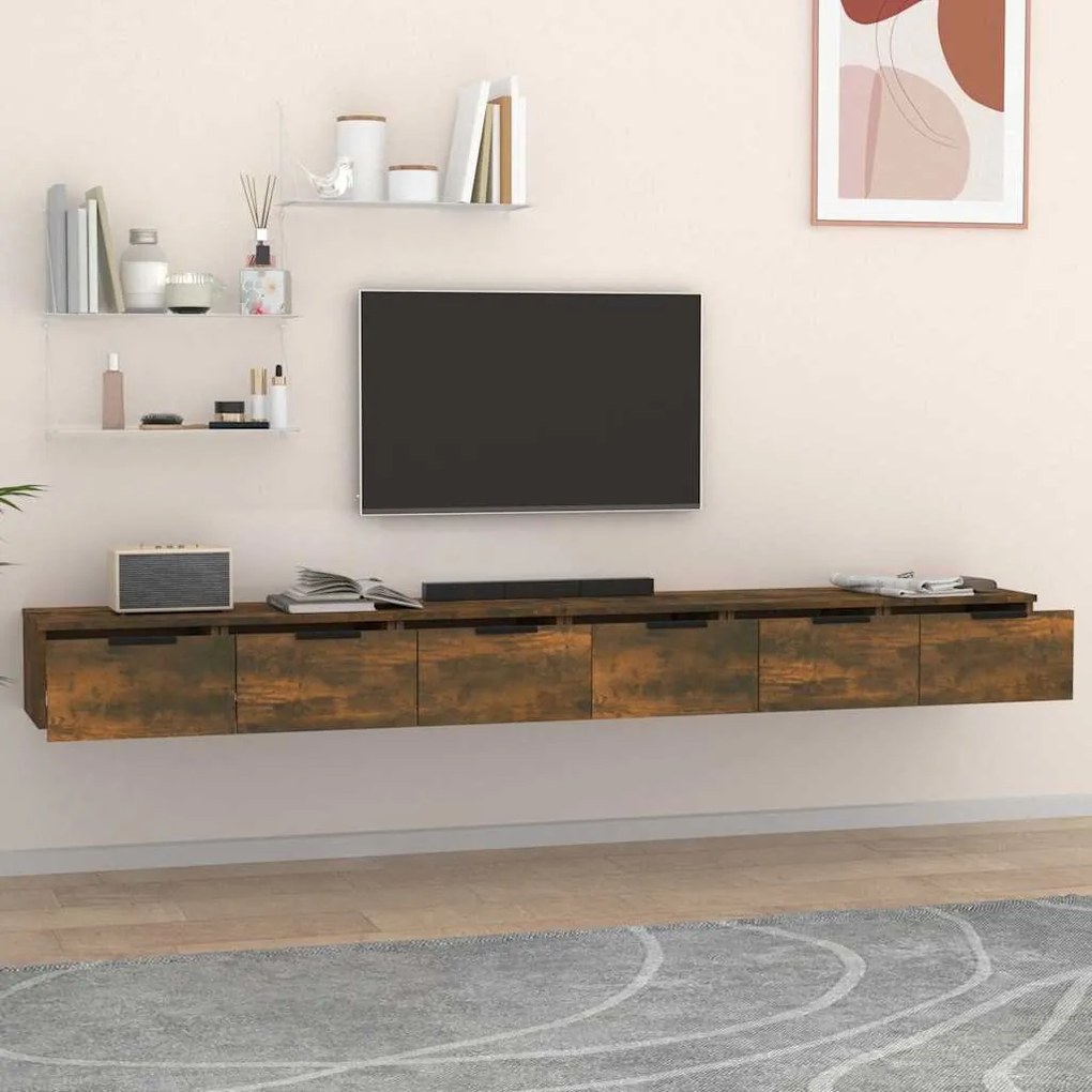 Nástěnné skříňky 2 ks kouřový dub 102x30x20 cm kompozitní dřevo 3115905
