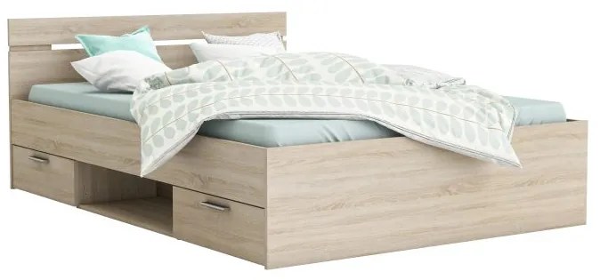 Manželská postel 160x200 cm dub sonoma s úložným prostorem TK3005