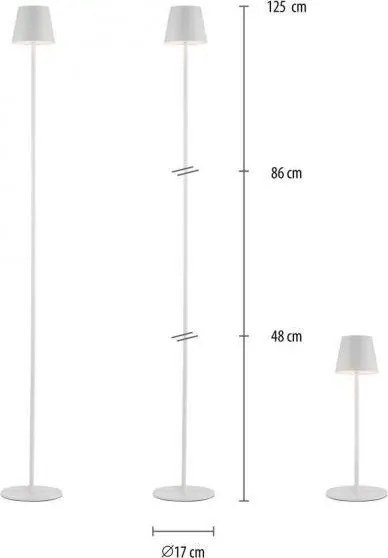 LD 19252-16 LED bateriové svítidlo bílé, stojací a stolní lampa, dotykový stmívač, IP54 pro venkovní použití 3000K - JUST LIGHT