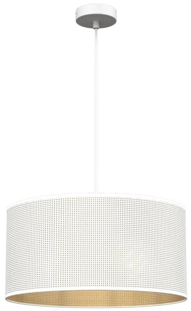 Luminex Lustr na lanku LOFT SHADE 1xE27/60W/230V pr. 40 cm bílá/zlatá LU5266