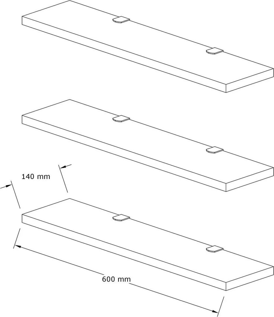 Sada 3 nástěnných polic Boss dub safírový/antracitová/bílá