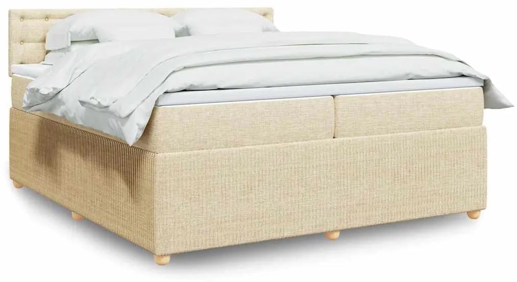 Box spring postel s matrací krémová 200x200 cm textil 3289882