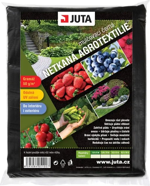 JUTA Netkaná mulčovací textilie 50 g/m² 3,2 x 5 m černá 021007