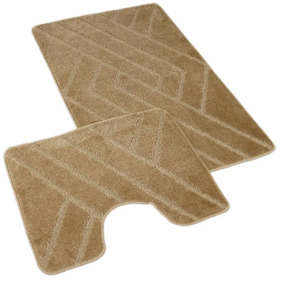 Kvalitex Koupelnová a WC předložka parkety béžové SADA 60 x 100 cm + 60 x 50 cm