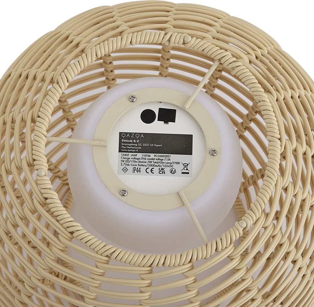 Venkovní stolní lampa béžová 30 cm vč. LED dobíjecí s USB-C IP44 - Oli