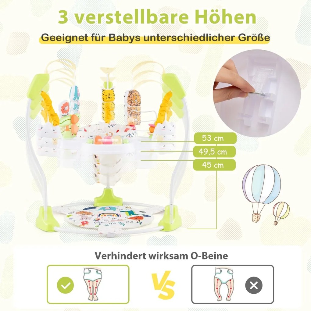 Costway Baby Sky Jumperoo s nastavitelnou výškou a hračkami a hudebním boxem