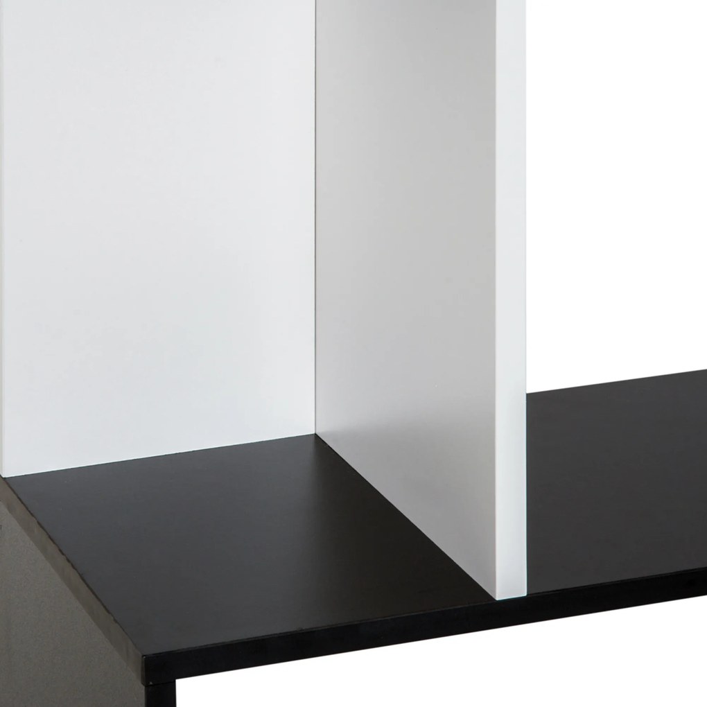 HOMCOM Moderní S-šatková knihovna s úložným prostorem, 4 police 60D x 24Š x 148V cm, černá/bílá