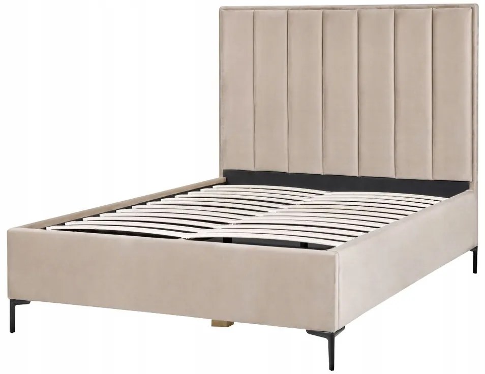 Beliani Sametová sada nábytku postel 140 x 200 cm +2 noční stolky tmavě šedá SEZANN