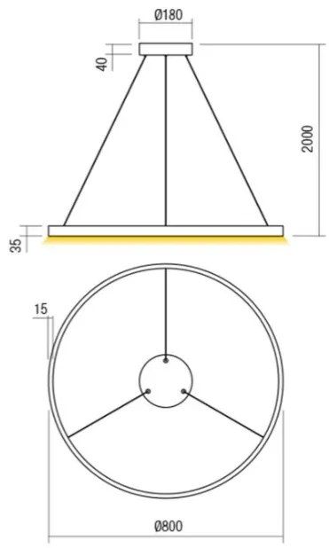 Závěsné led svítidlo Redo Febe Barva: Matt Gold 3000K, Ø - Průměr: 80 cm