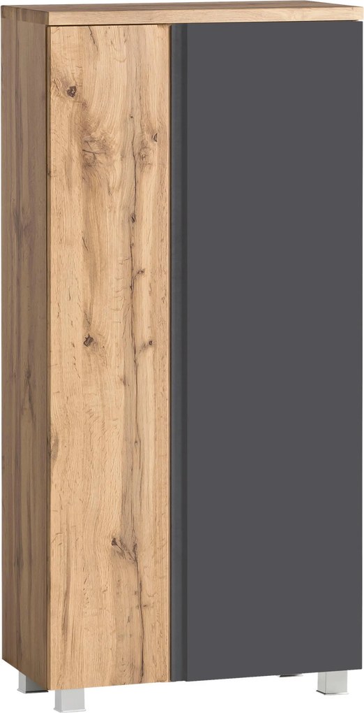 XXXLutz MIDI SKŘÍŇKA, dub wotan, šedá, 65/130/35 cm Held - Online Only koupelnové skříňky - 000307016829
