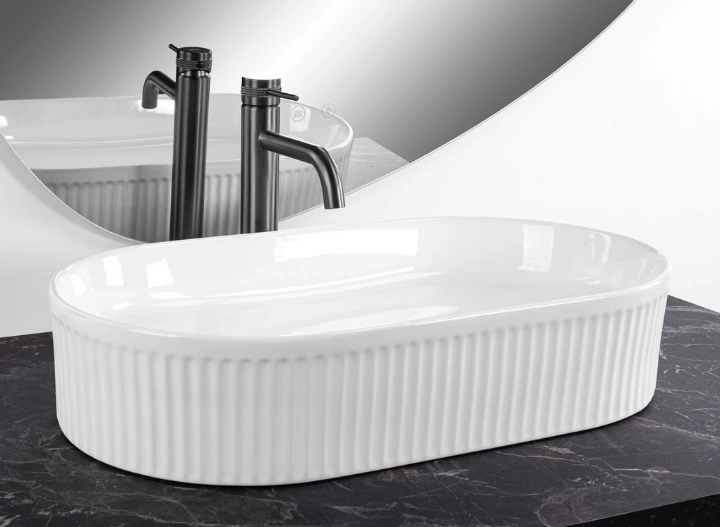 Rea Vanda, umyvadlo na desku 600x340x130mm, bílá lesklá, REA-U6526