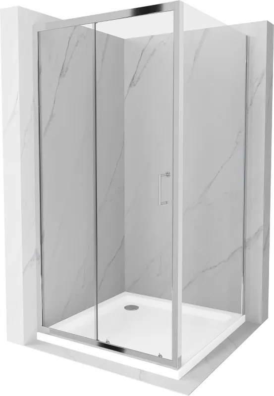 Mexen Apia posuvný sprchový kout 90 x 90 cm, 5mm sklo, chromový profil-čiré sklo + slim sprchová vanička 5cm, 840-090-090-01-00-4010