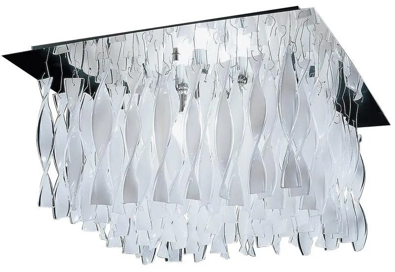 Axolight Aura, luxusní stropní svítidlo z bílého muránského skla, 4x100W E27, 75x75cm, délka 40cm