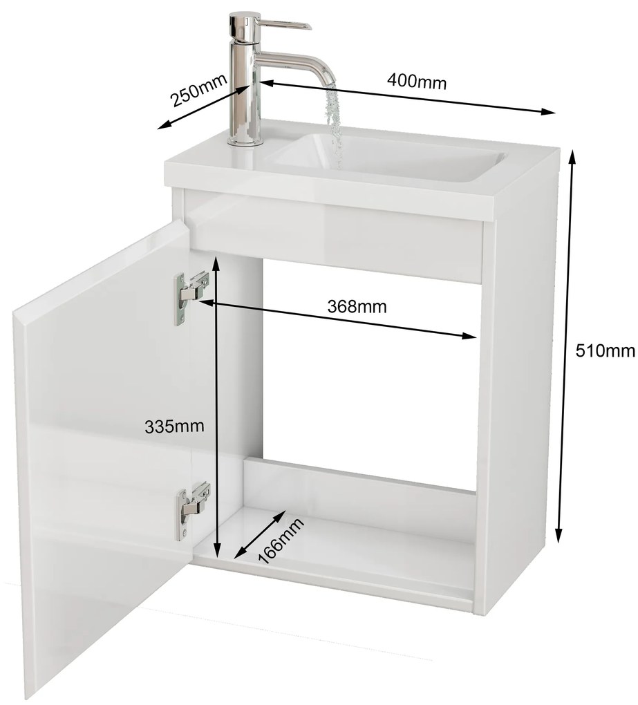 Závěsná skříňka s umyvadlem Houseland Elara 40 cm bílá