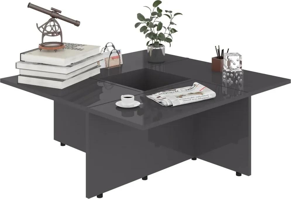 vidaXL Konferenční stolek 79,5 x 79,5 x 30 cm dřevotříska [802905] Barva: šedá s vysokým leskem