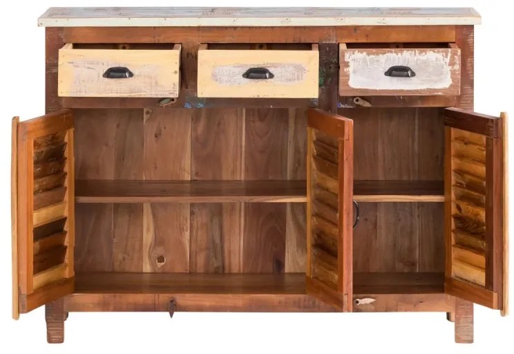 furniture-nabytek.cz - Masivní komoda Westhill z recyklovaného dřeva, lakovaná, vícebarevná – 122×42×90 cm