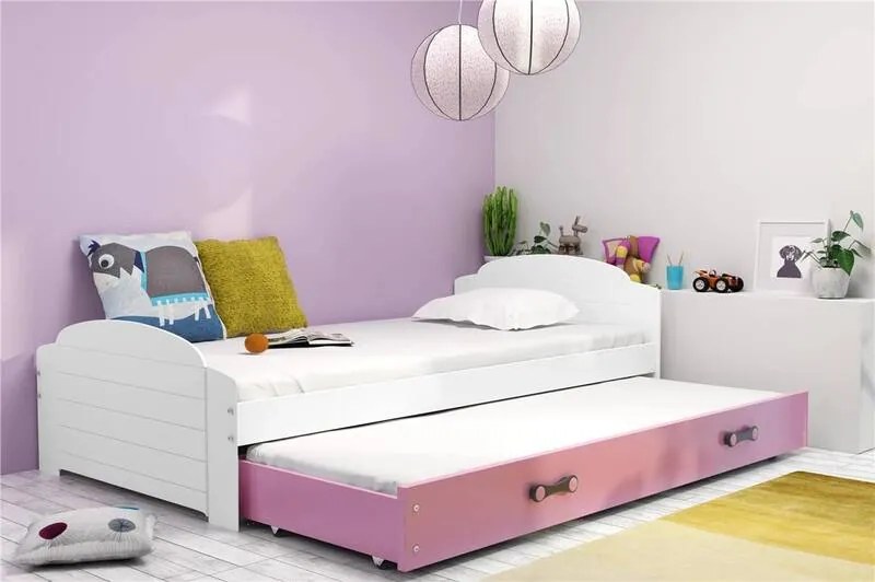 BMS Group Dětská postel s přistýlkou Lili 2 - 200x90 Bílá/růžová