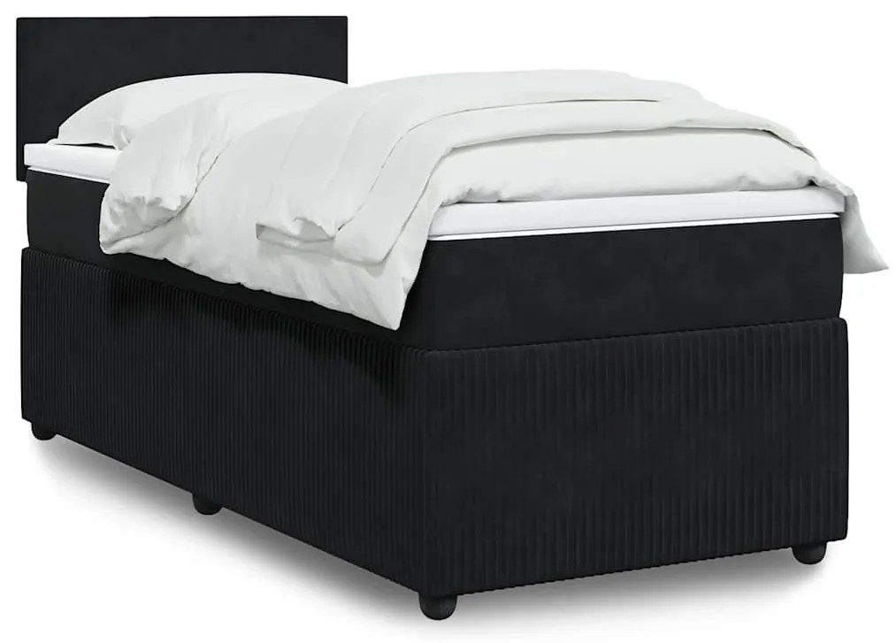 Box spring postel s matrací černá 100x200 cm samet 3289958