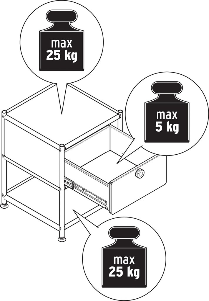 Tchibo - Kovový odkládací stolek »Cn3« s 1 zásuvkou