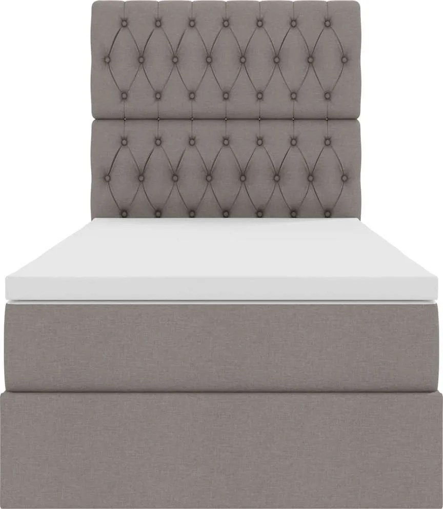 Postel s úložným prostorem a matrací Taupe 90 x 190 cm textil 3371814