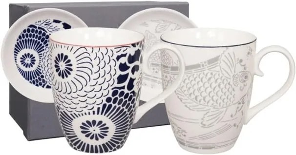 Sada 2 porcelánových hrnků s podšálkem Tokyo Design Studio Shiki, 380 ml