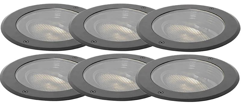 Sada 6 stmívatelných venkovních zemních bodových svítidel černých IP65 vč. LED - Delux Honey