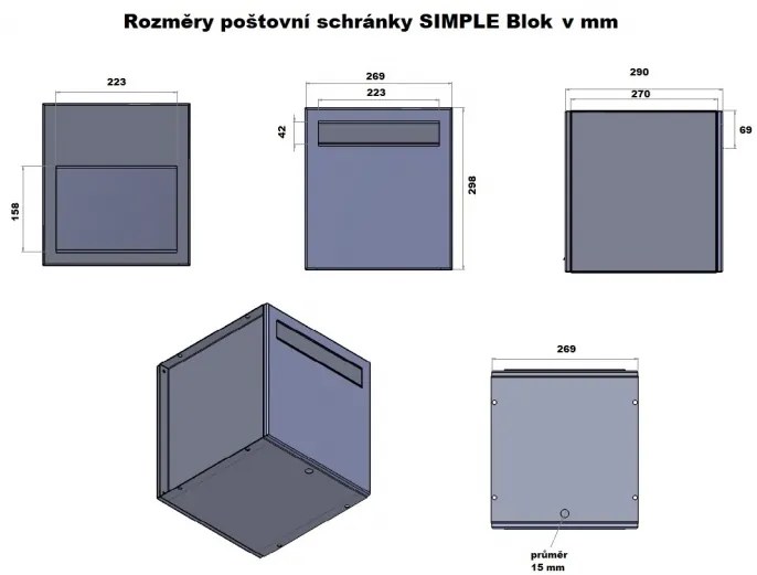 Poštovní schránka SB20 - 3x zvonek, 3x jmenovka