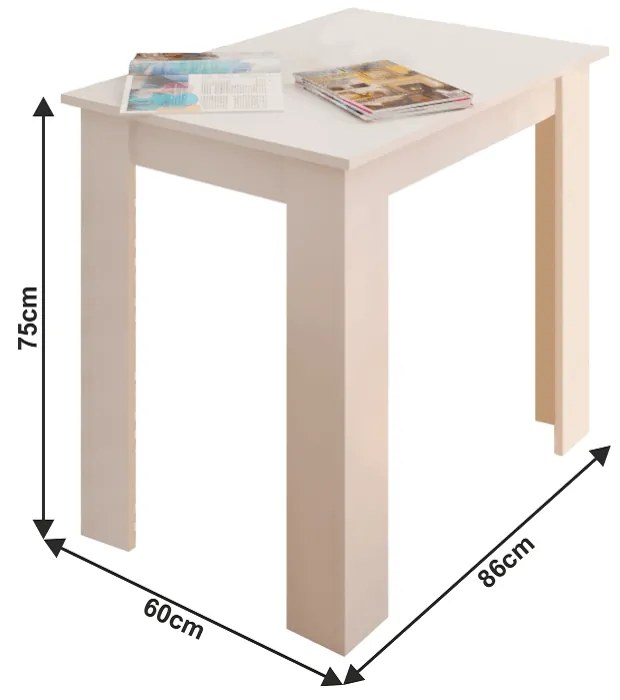 Kondela Jídelní stůl, bílá, 86x60 cm, TARINIO