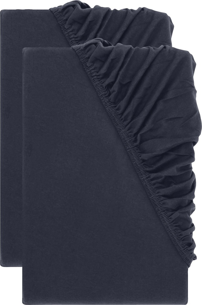 Livarno® Sada žerzejových napínacích prostěradel, 90-100 x 200 cm, 2dílná, tmavě modrá