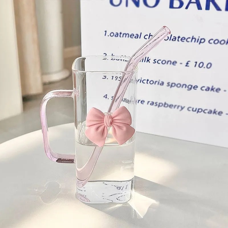 Flamenco Mystique Sklenice 320 ml obdélníková s víčkem, mašlí a brčkem, 1 ks, 87 SZK