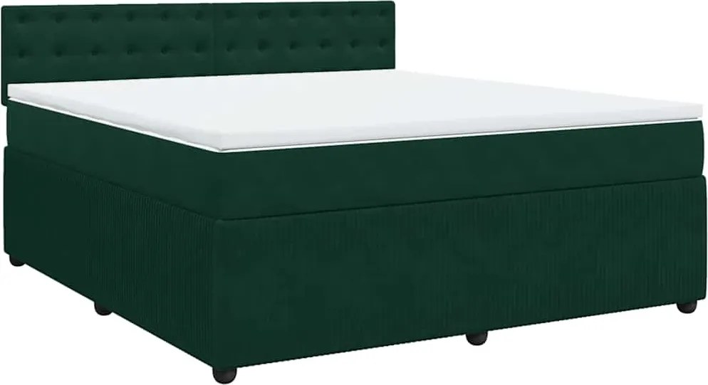 Box spring postel s matrací tmavě zelená 180x200 cm samet 3290121