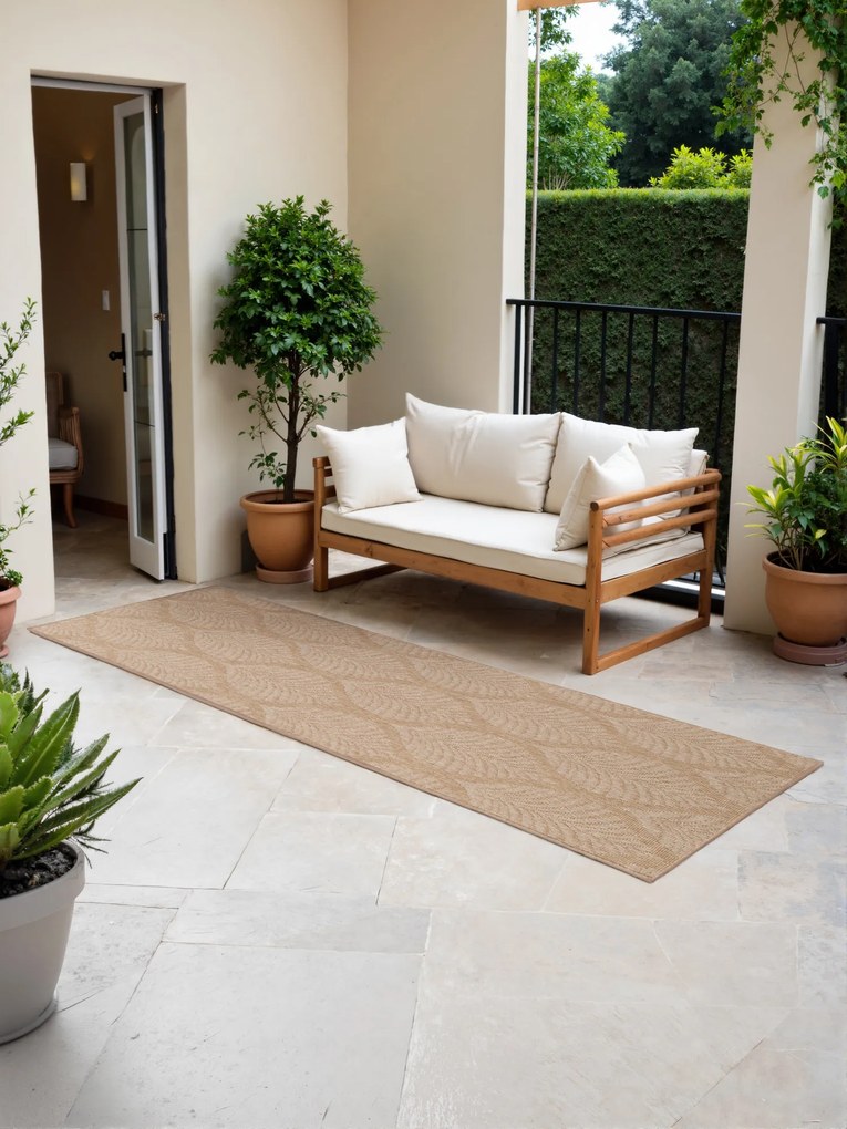 NORTHRUGS, Koberec běhoun Duet Liora 106247 Beige/White - na ven i na doma, 80x250, béžová, chodba / předsíň